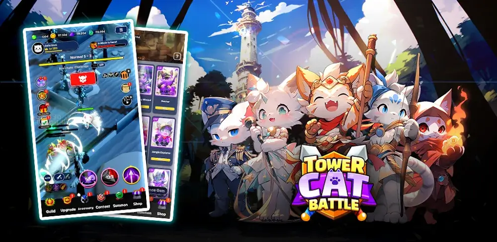 Tower Cat Battle: Idle Cat RPG v1.0.19 MOD APK (Menu, God Mode, Attack ...