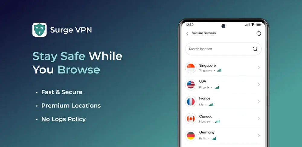 Surge VPN v1.7.1 MOD APK (Premium Unlocked) Download