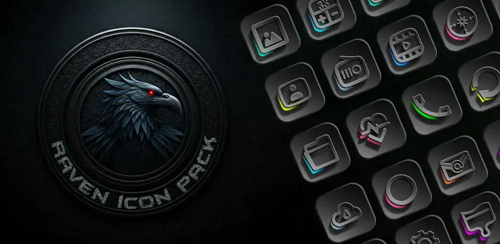 Raven Dark Icon Pack v1.2.7 APK (Full Version) Download