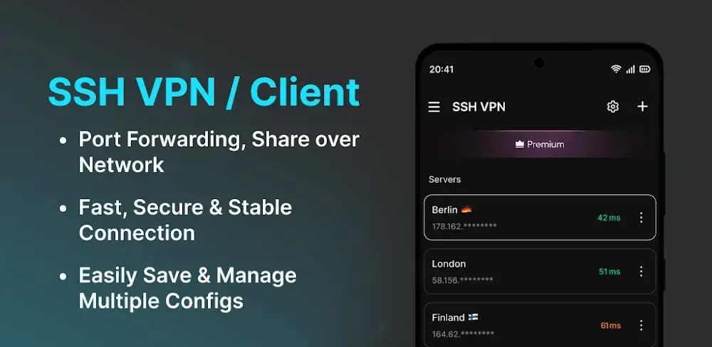 SSH VPN - Client for SSH v1.5.0 MOD APK (Premium Unlocked) Download